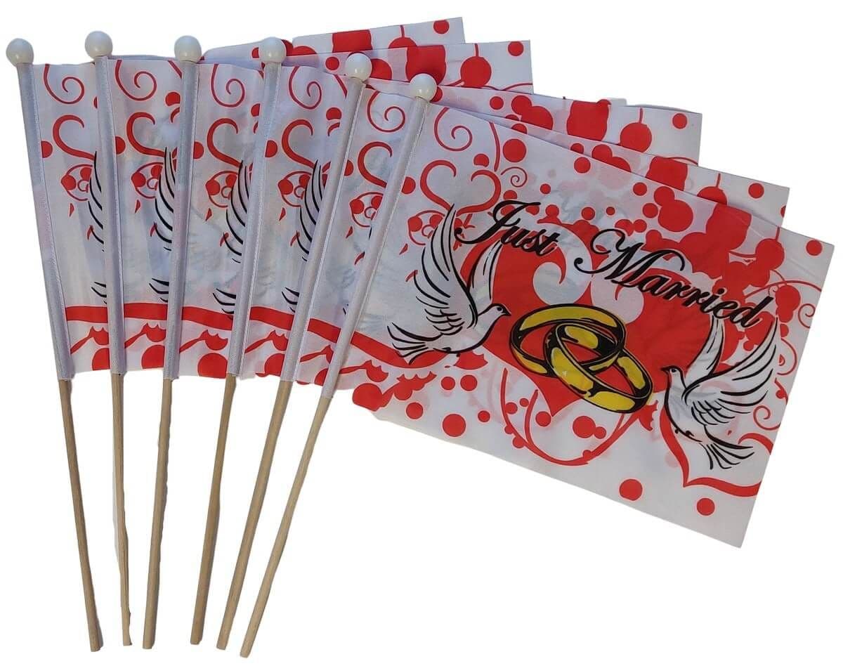 Just Married Pack of Hand Flags | Buy Just Married Pack of Hand Flags