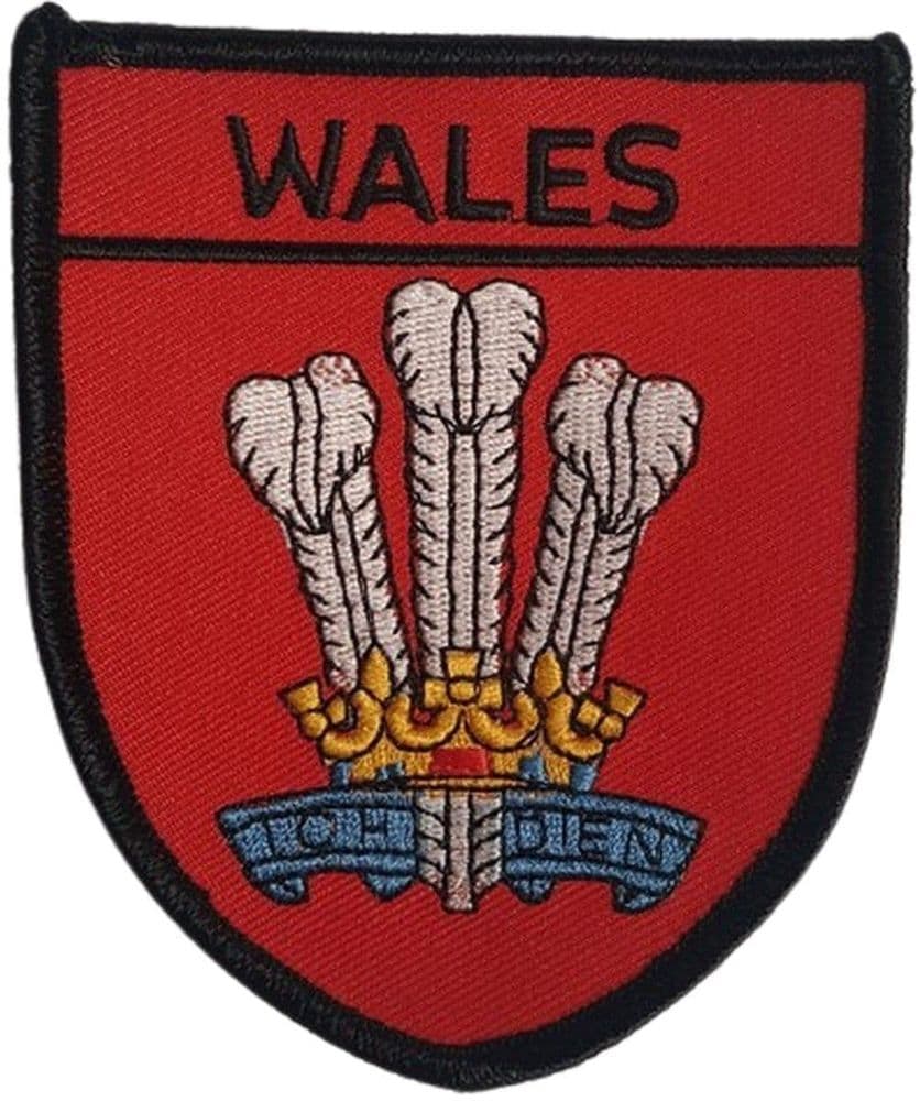 Large Welsh 3 Feathers Shield patch | Buy Welsh 3 Feathers patch