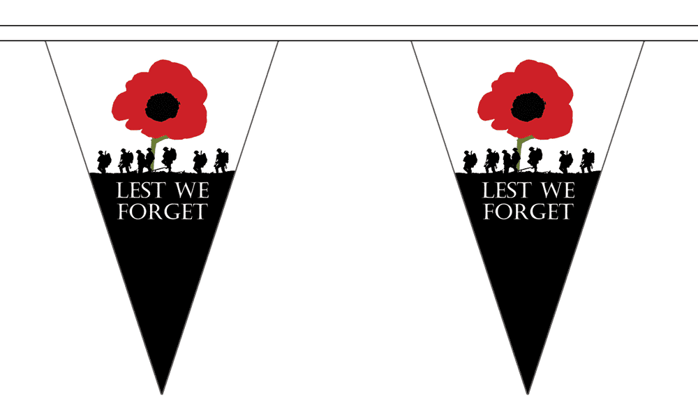 Lest We Forget Triangle Bunting | Buy Lest We Forget Triangle Bunting