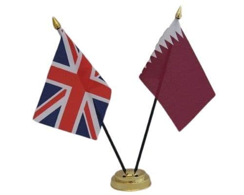 Qatar & UK Table Flag | Buy Qatar & UK Table Flag | NWFlags