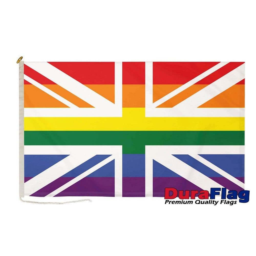 Rainbow Union Jack Premium Quality DuraFlag Rope & Toggle - 5ft x 3ft