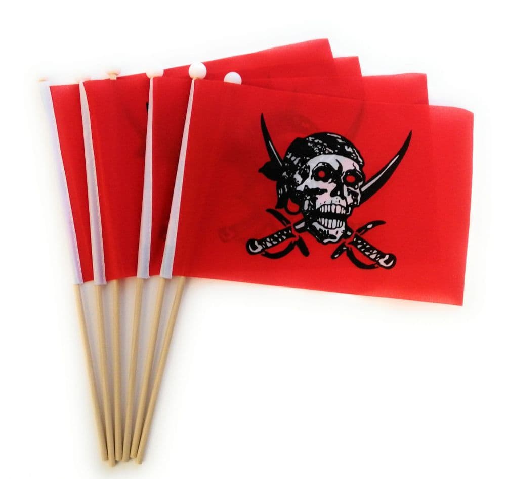Red Skull Pack of Hand Flags | Buy Red Skull Pack of Hand Flags