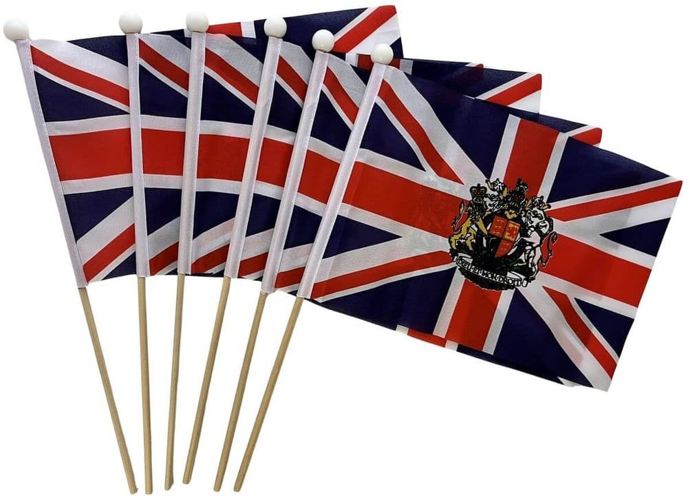 Union Jack Crest Hand Flag - 6 Pack | Buy Union Jack Crest Hand Flag ...