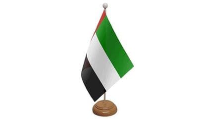 Buy United Arab Emirates Double Wooden Table Flag | NWFlags