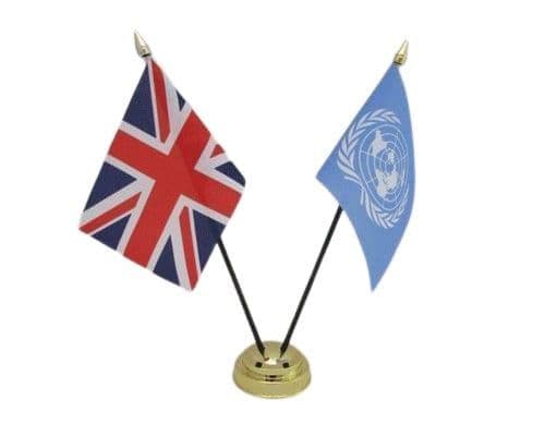 United Nations & UK Table Flag | Buy United Nations & UK Table Flag