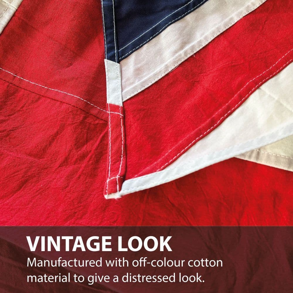 Vintage Union Jack Hand Sewn Cotton Flag - 5ft x 3ft Indoor use only