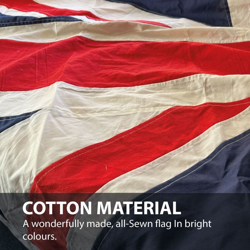 Vintage Union Jack Hand Sewn Cotton Flag - 5ft x 3ft Indoor use only