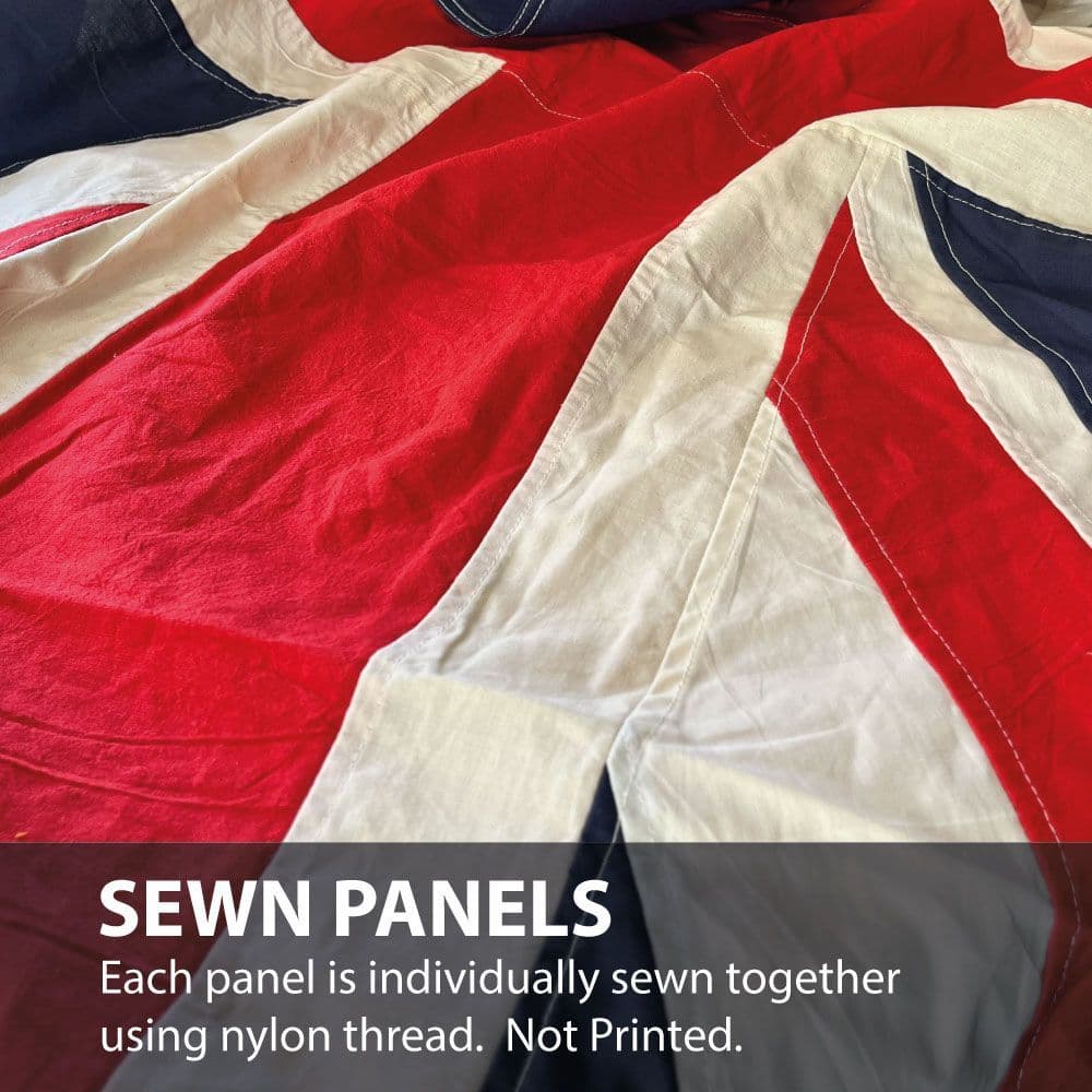 Vintage Union Jack Hand Sewn Cotton Flag - 5ft x 3ft Indoor use only