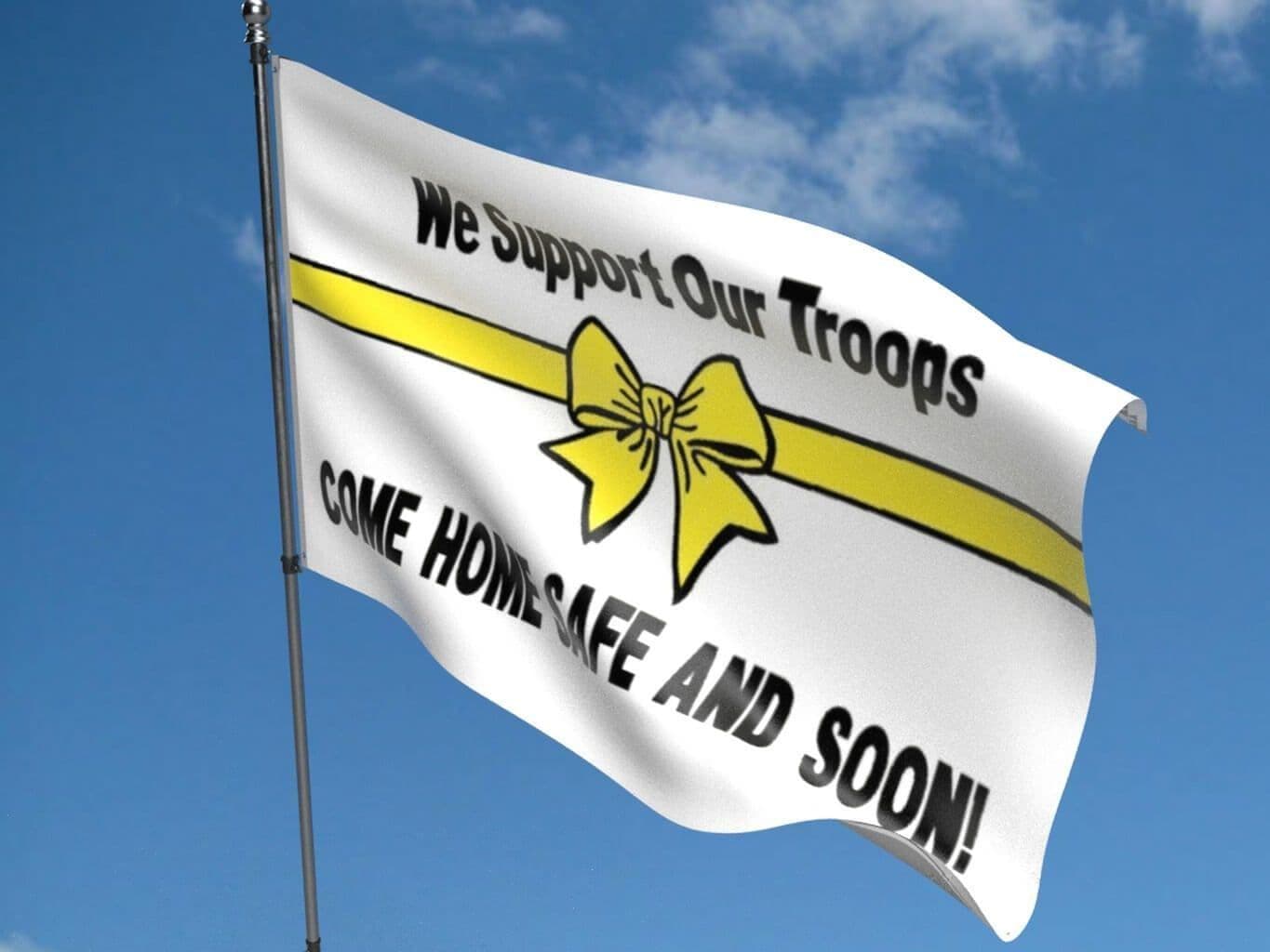 We Support Our Troops white Flag | Buy We Support Our Troops Flag