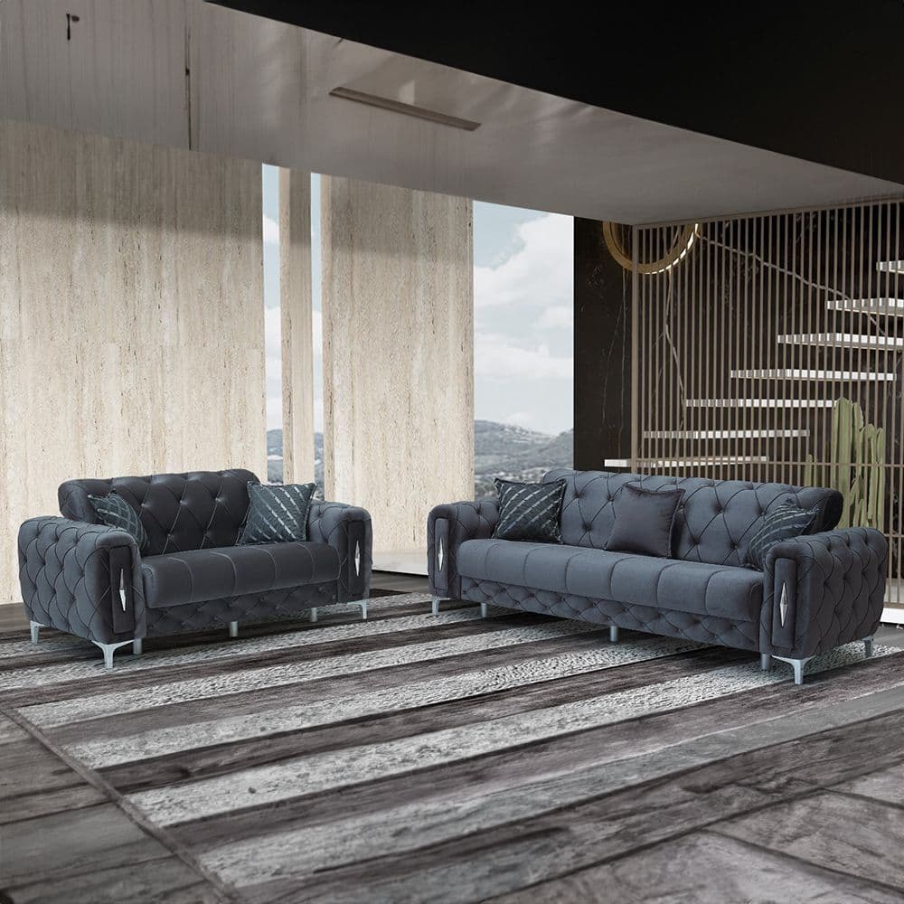 Blissful Rest Couch 3 2 Charcoal Black Sofa