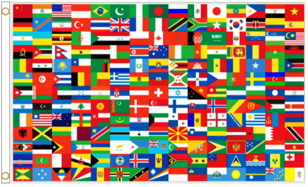 195 Nations of the World Polyester 5 x3 Flag