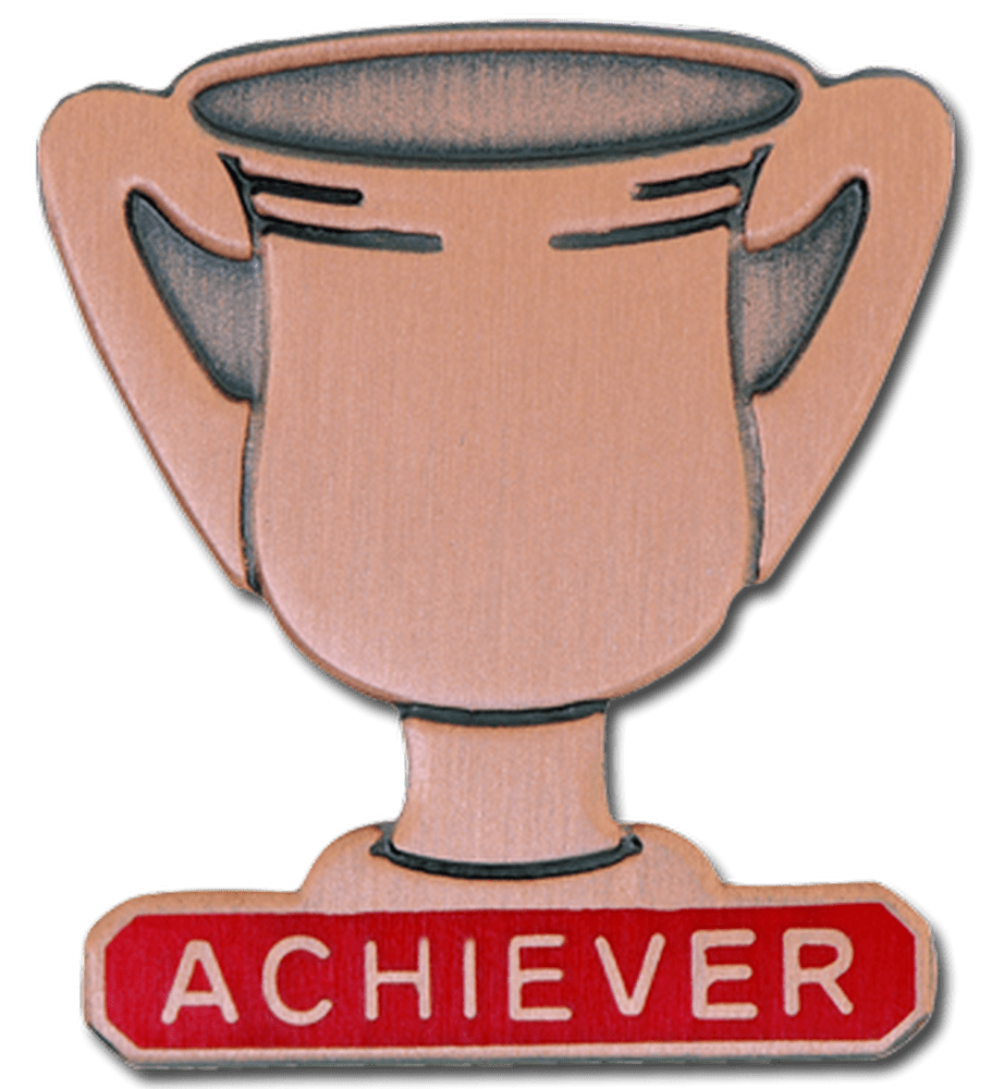 Achiever Trophy Bronze and Red Pin Badge