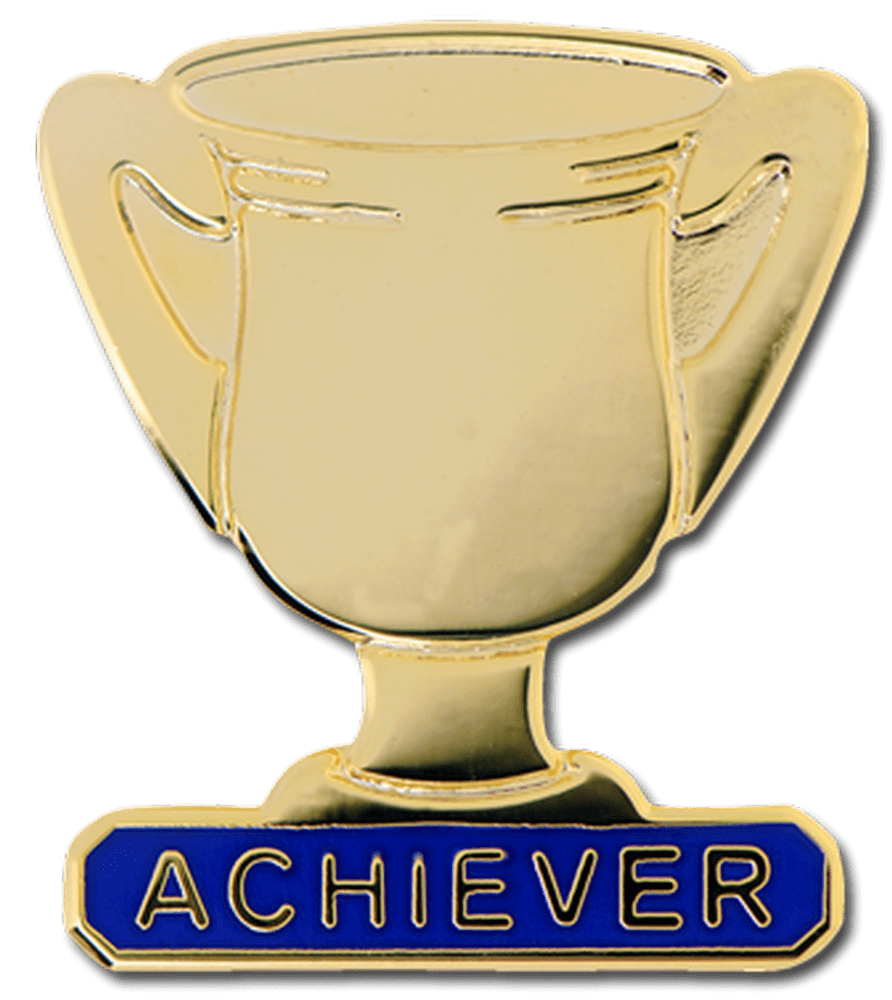 Achiever Trophy Gold and Blue Pin Badge