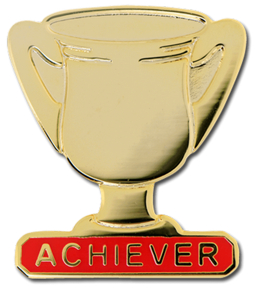 Achiever Trophy Gold and Red Pin Badge