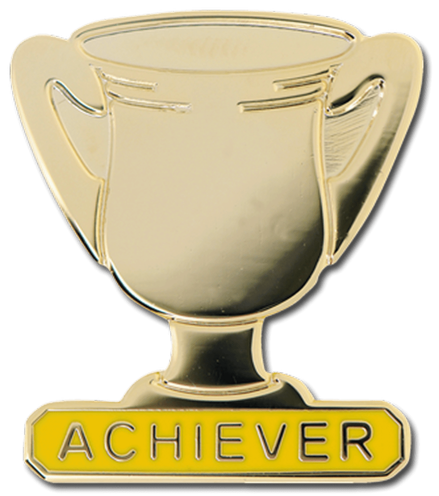 Achiever Trophy Gold and Yellow Pin Badge