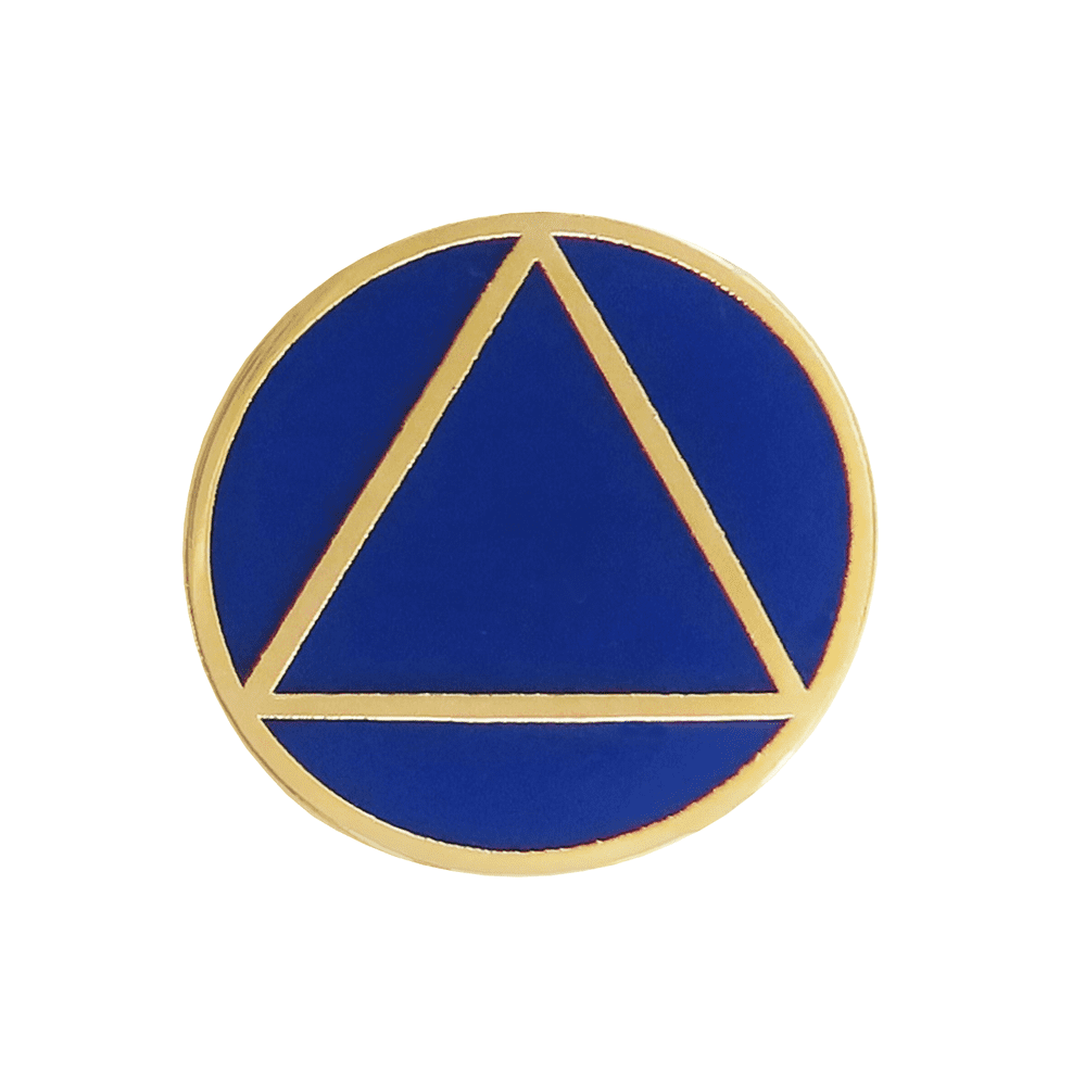 Alcoholics Anonymous AA Symbol Sobriety Circle & Triangle Pin Badge