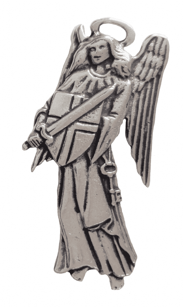Archangel Saint Michael Pewter Pin Badge - Hand Made in Cornwall