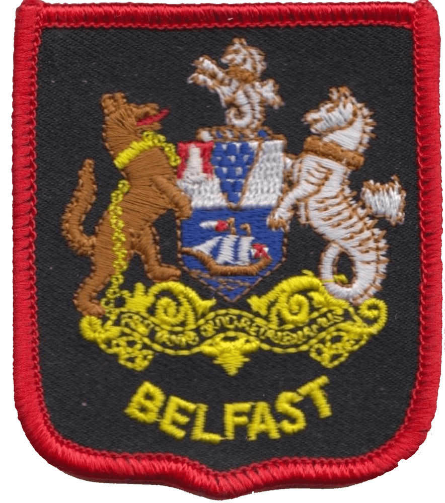 Belfast Black Embroidered Badge a327