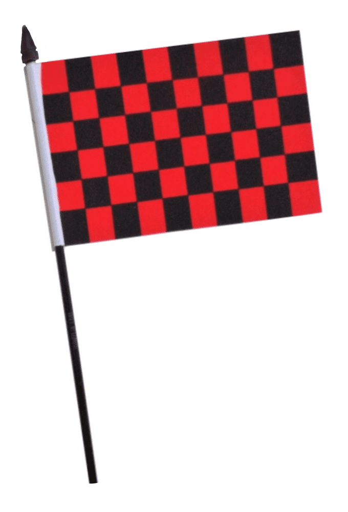 Black and Red Check Small Hand Waving Flag