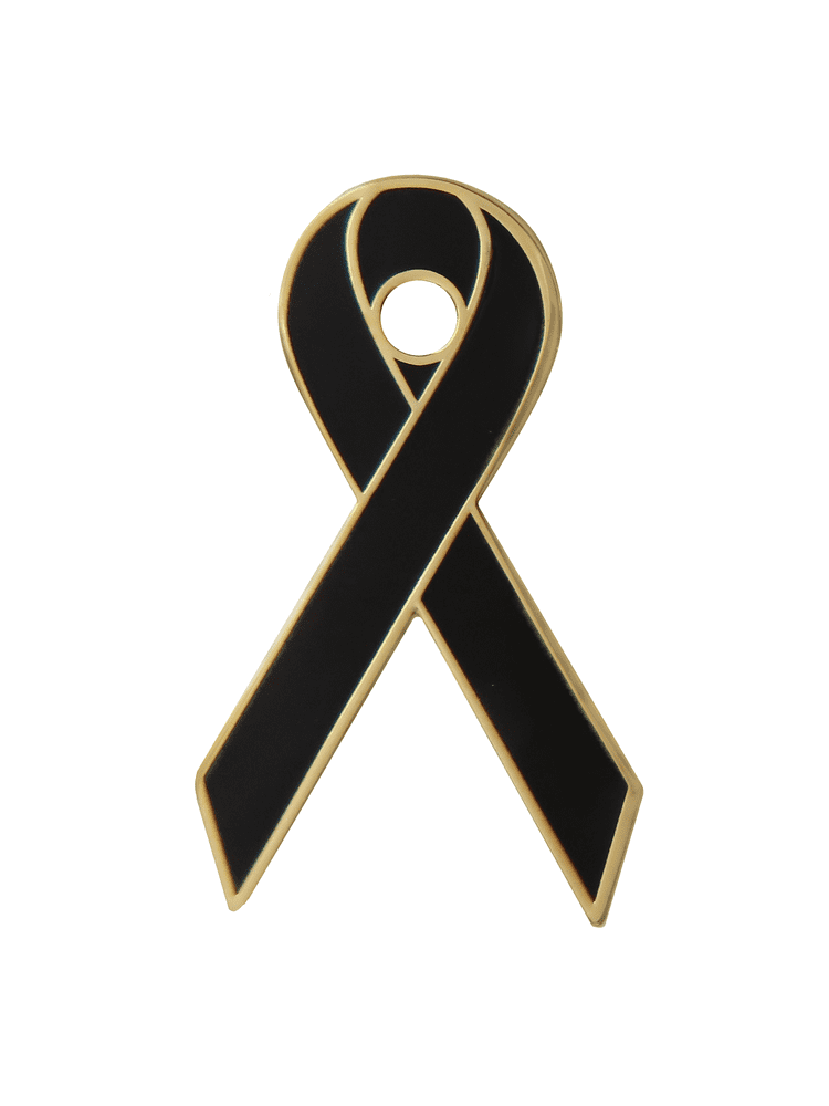 Black Funeral Mourning Ribbon Pin Badge