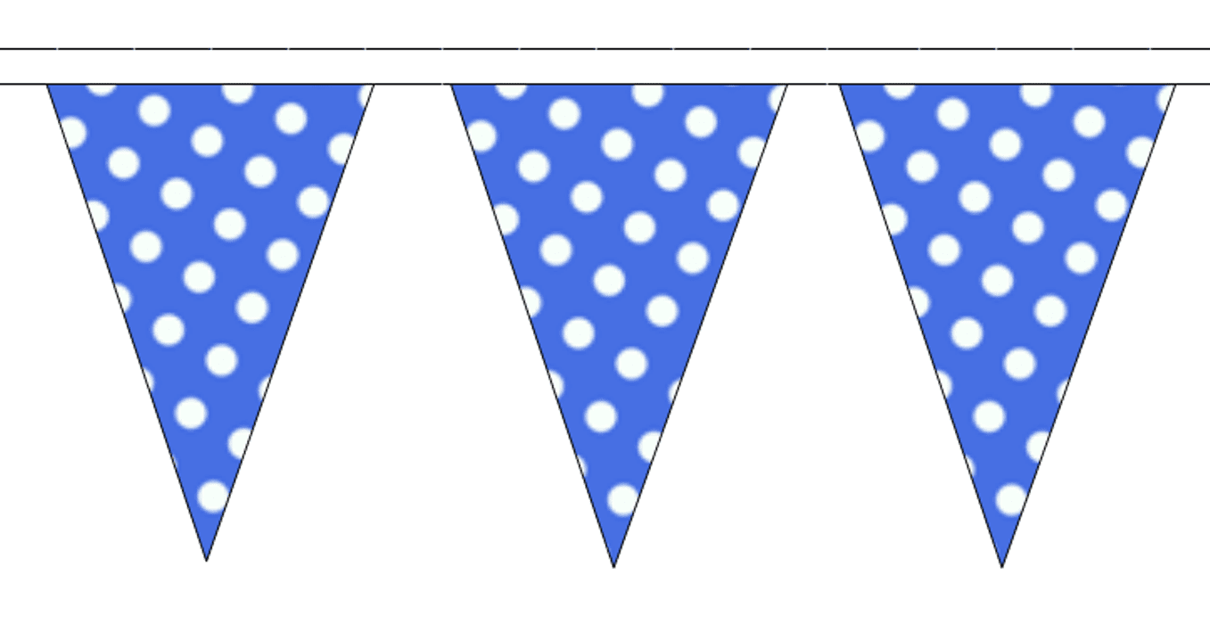 Blue and White Polka Dot Traditional 10m 24 Flag Polyester Triangle ...