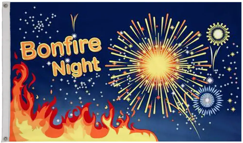 Bonfire Night Fireworks Polyester 5 x3 Flag