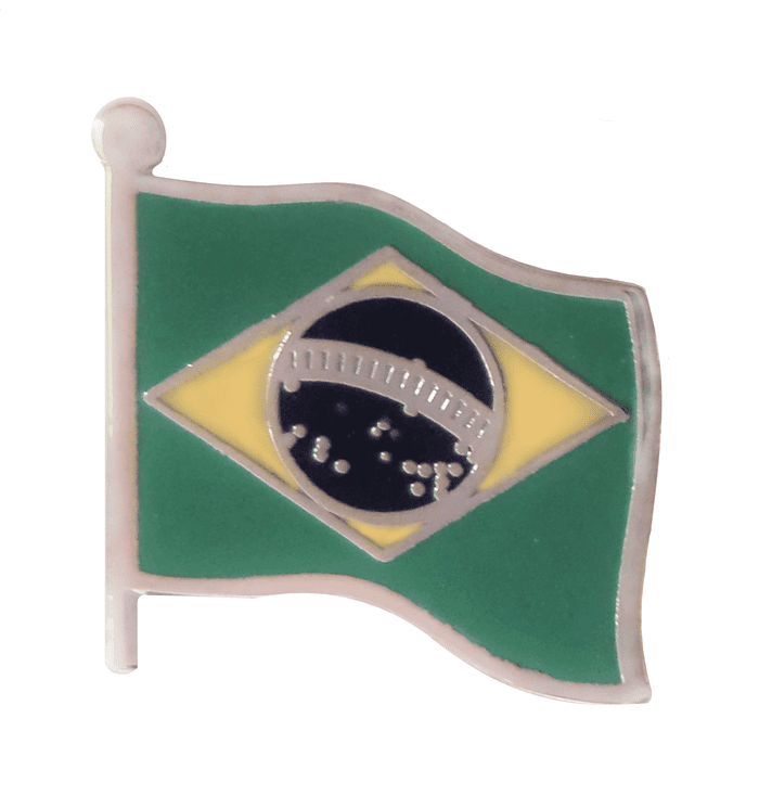 Brazil Wavy Flag Pin Badge