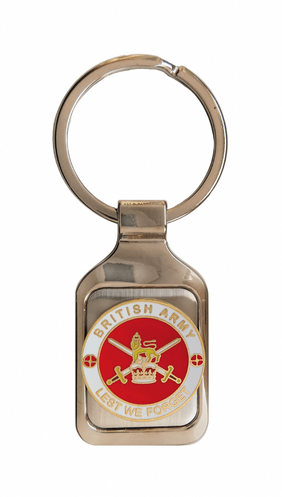 British Army Lest We Forget Brushed Steel Key Fob
