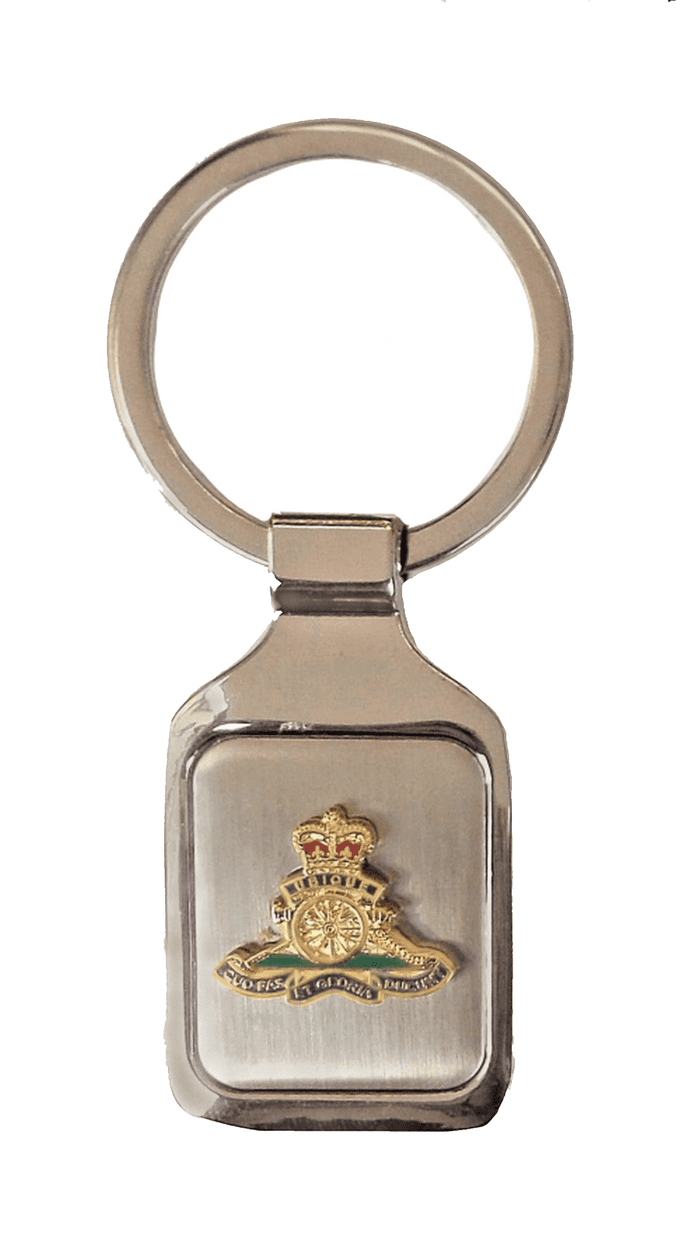 British Army Royal Regiment of Artillery Brushed Steel Key Fob - KM95