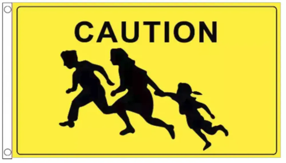 Caution Children Crossing Polyester 5 x3 Flag