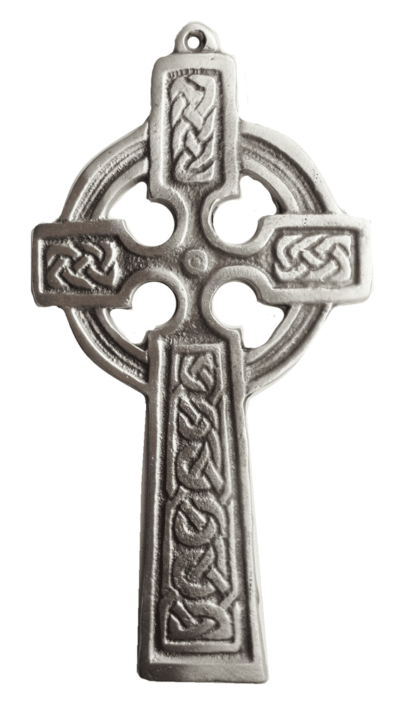 Celtic Sun Wheel Cross Discreet-Sized Pewter Wall Plaque