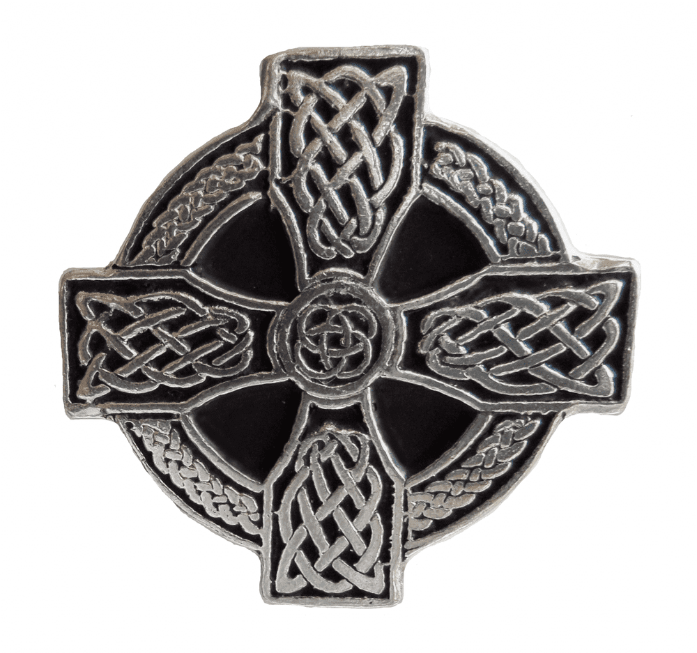 Celtic Wheelhead Cross Pewter Pin Badge - Hand Made in Cornwall