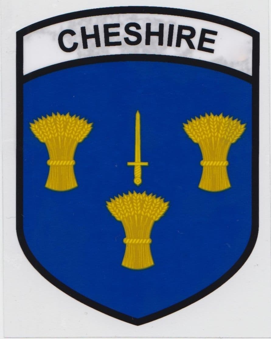 Cheshire County Flag Car Sticker - Shield Self Cling
