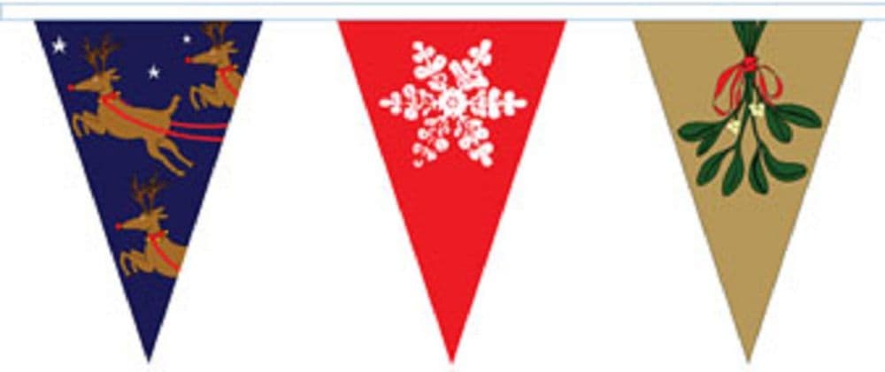 Christmas Assorted Traditional Bunting 10m 32 Long With 24 Flags