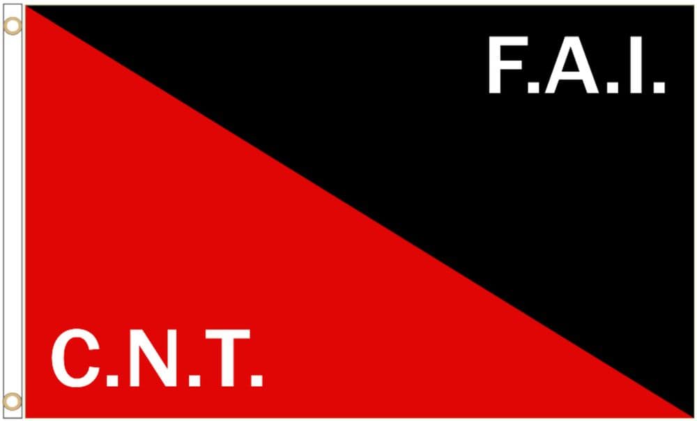 CNT FAI Anarchy Spain Trade Unionist Polyester 5 x3 Flag