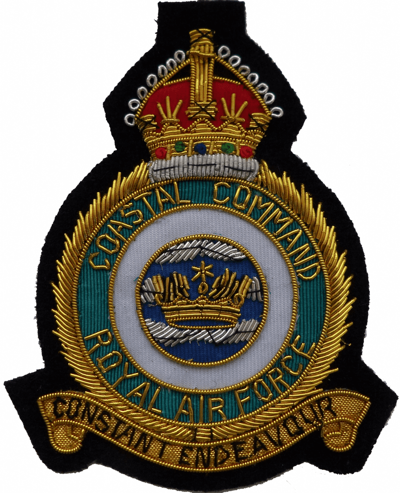 Coastal Command Royal Air Force RAF Embroidered Blazer GOLD WIRED Patch
