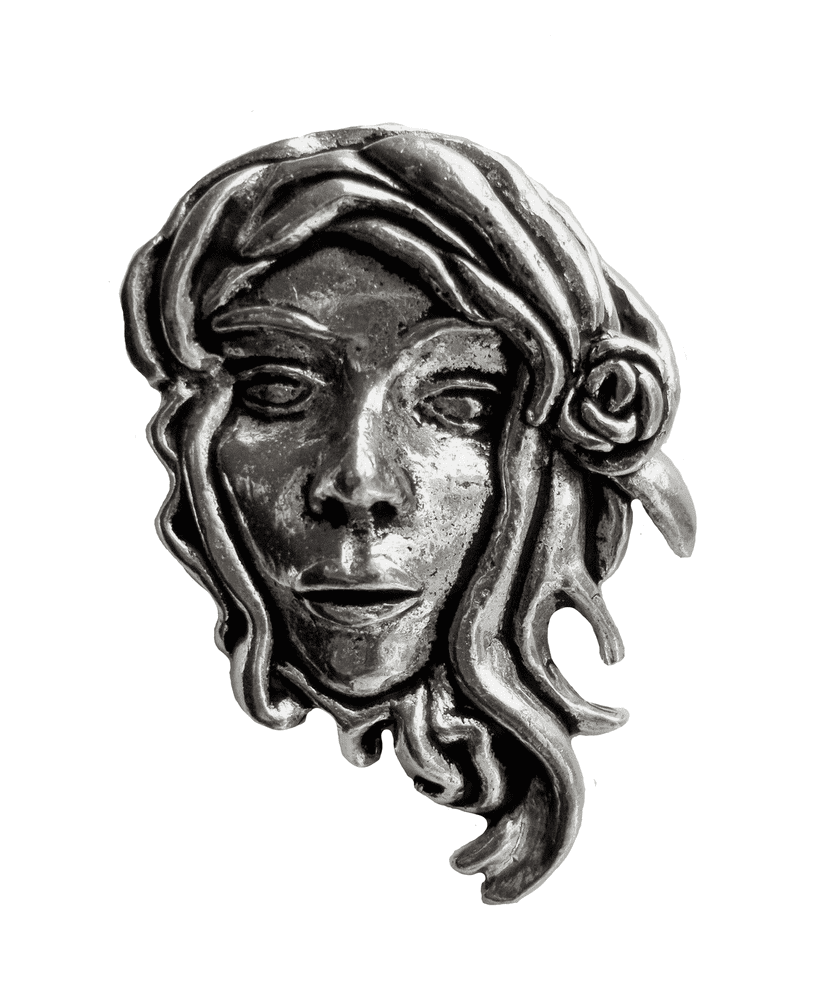 Cornish Maid s Head Pewter Pin Badge - Hand Made in Cornwall