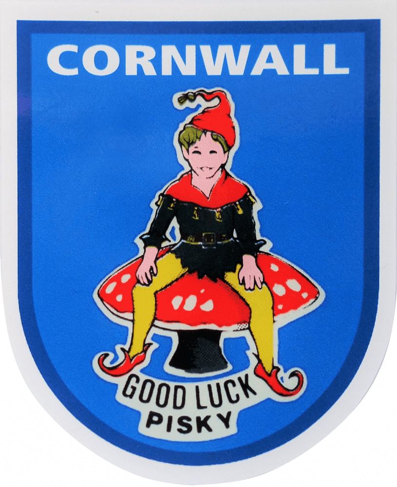 Cornwall Good Luck Pisky / Pixie Car Sticker - Shield Self Cling