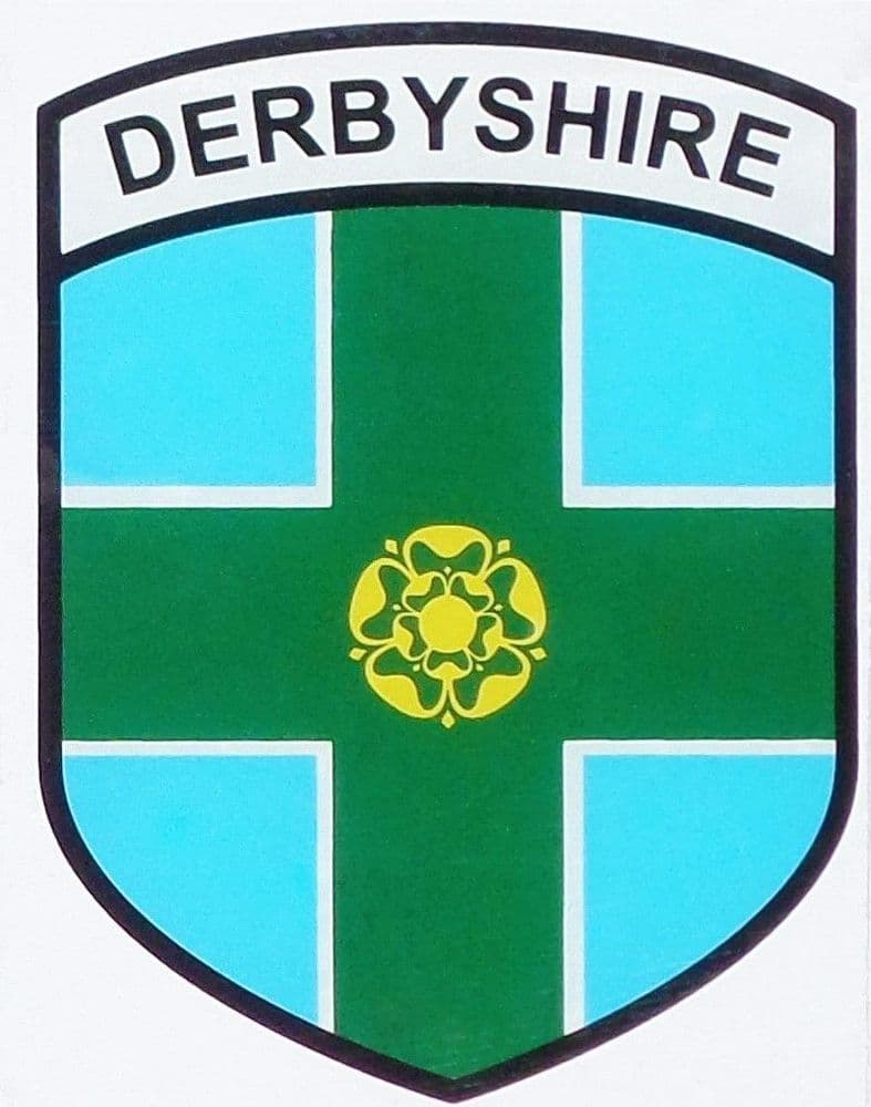 Derbyshire County Flag Car Sticker - Shield Self Cling