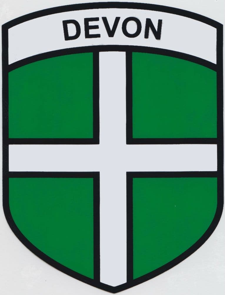 Devon County Flag Car Sticker - Shield Self Cling
