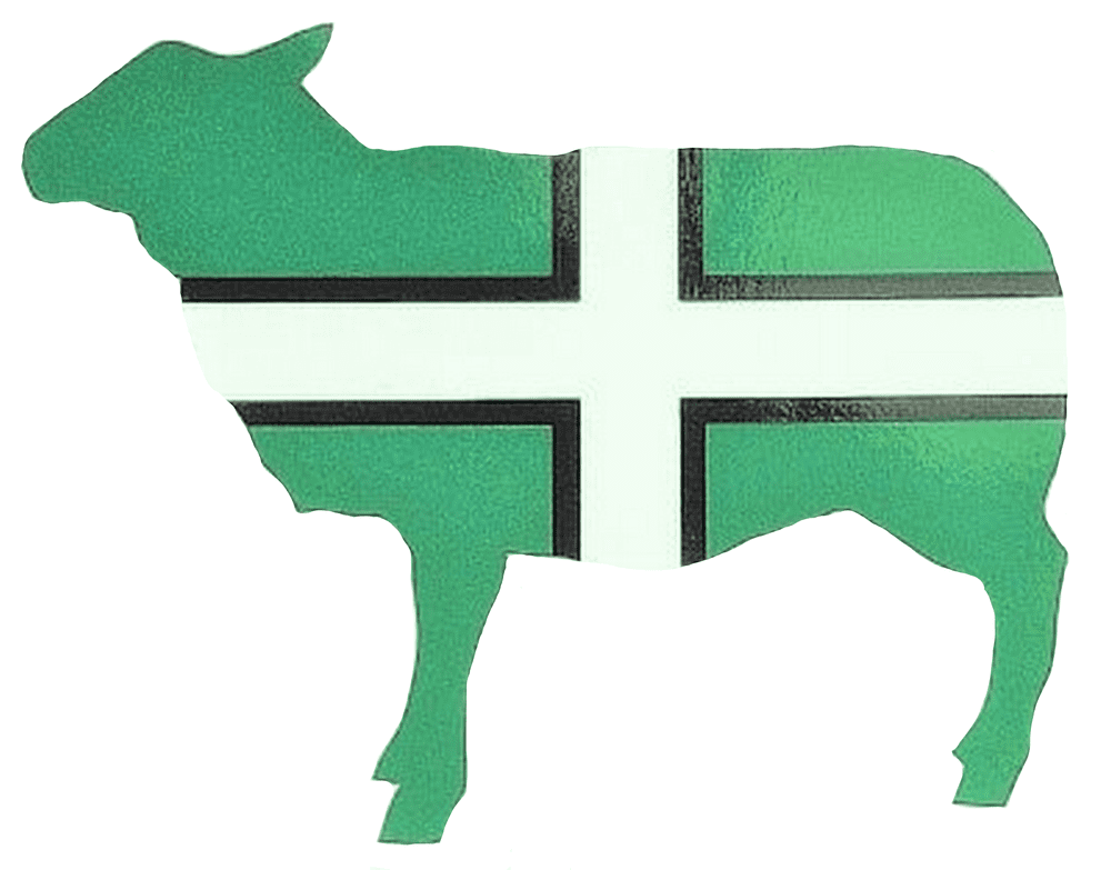Devon Flag Sheep External Car Window Bumper Sticker Made and Sold in Devon