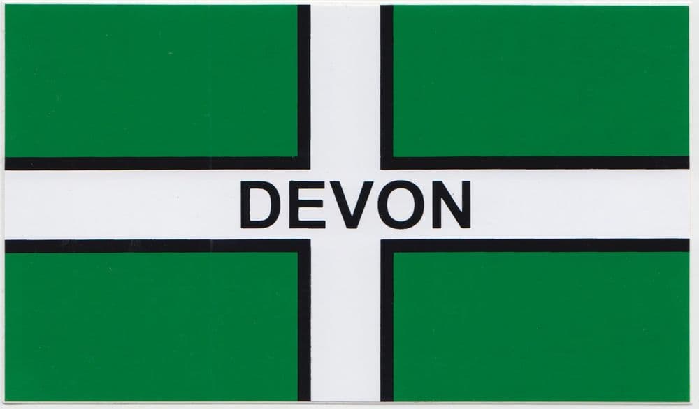 Devon Worded County Flag Car Sticker Self Cling