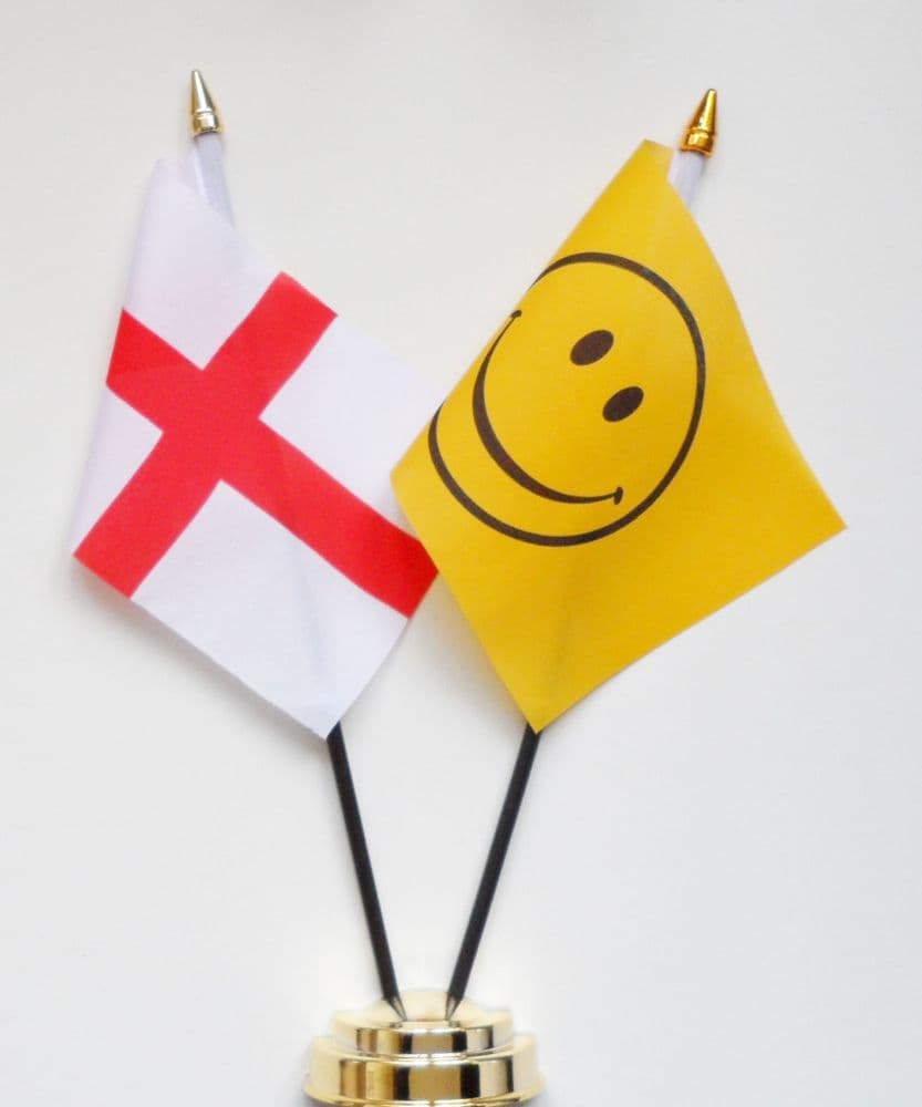 England & Happy Face Friendship Table Flag