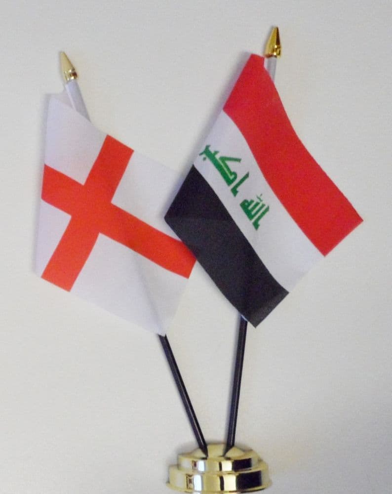 England & Iraq Friendship Table Flag