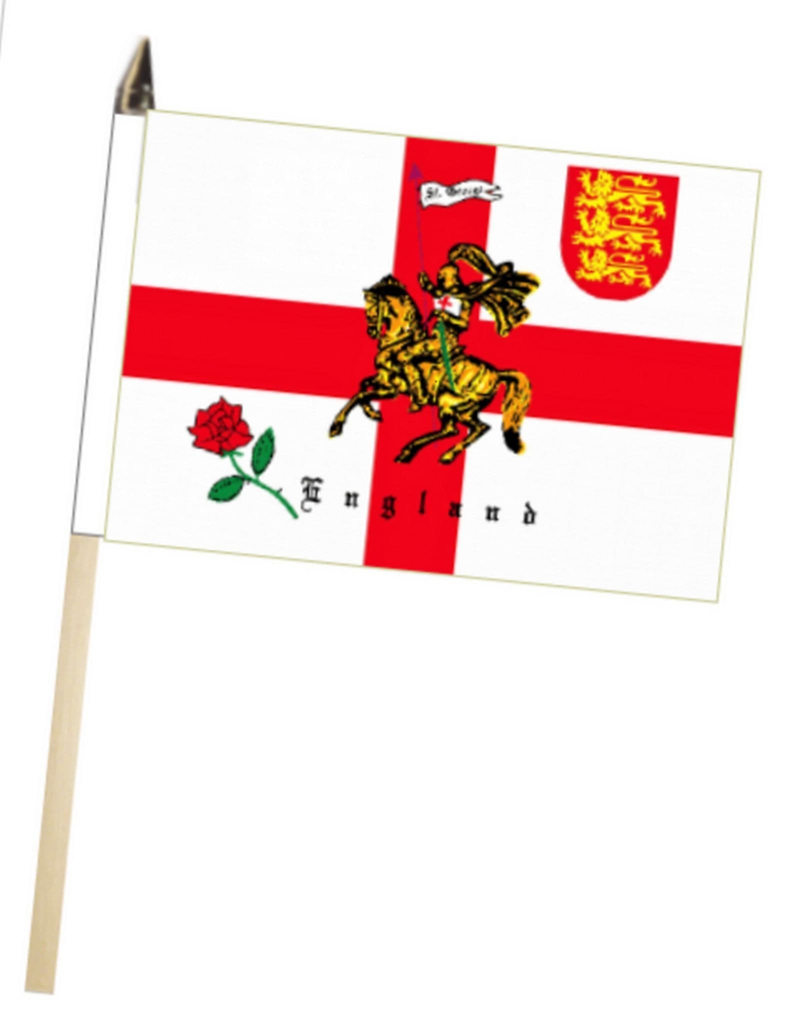 England St George and Rose Large Hand Waving Flag