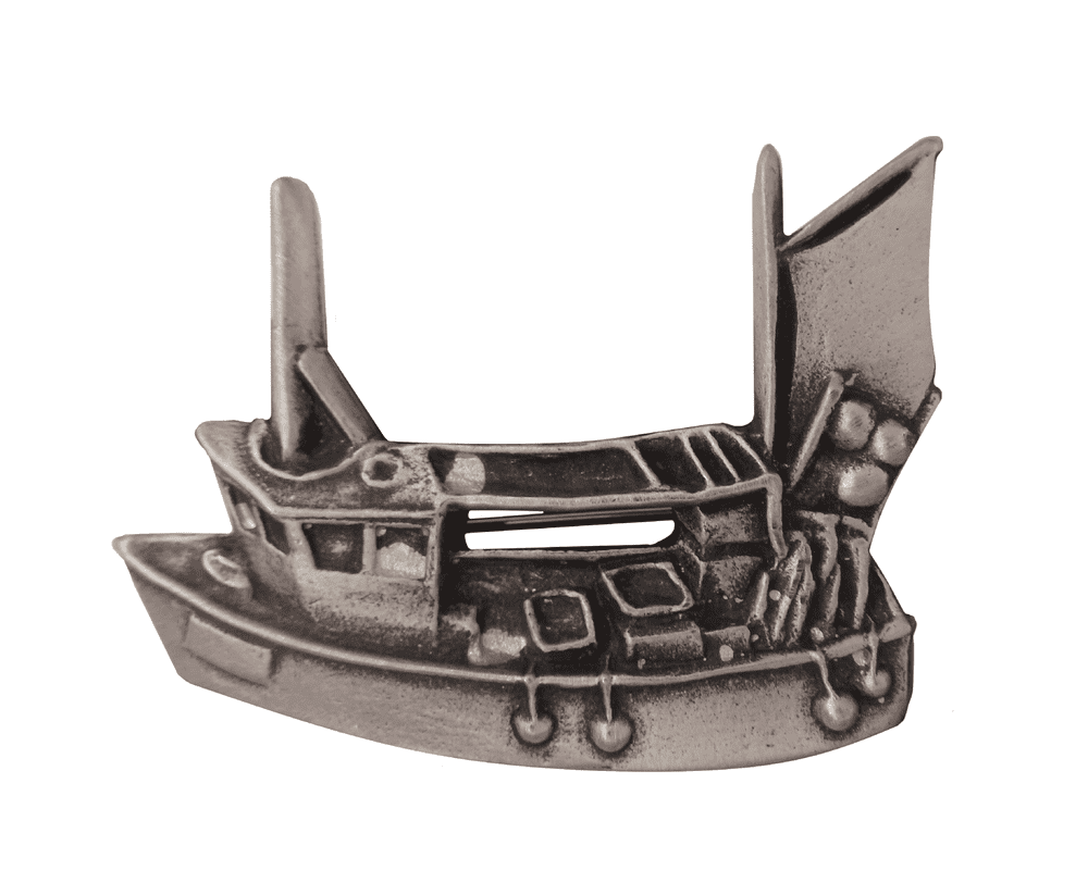 Fishing Trawler Pewter Brooch