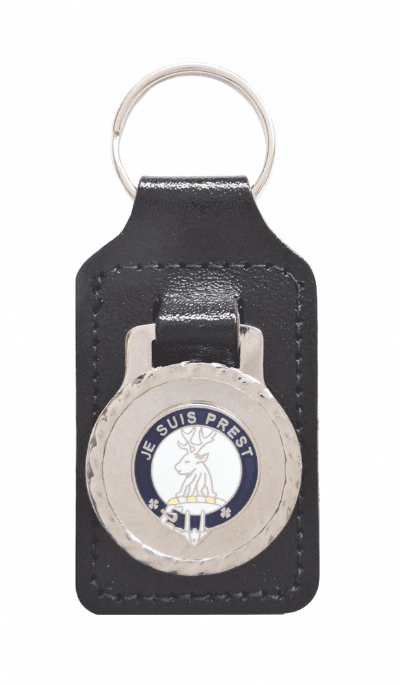 Fraser Scottish Clan Black Leather & Enamel Key Fob