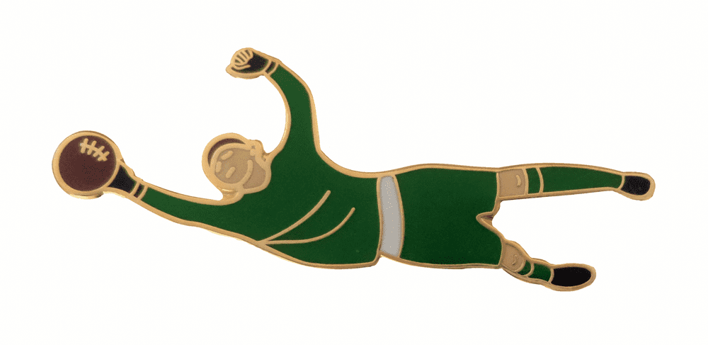 Goalkeeper Diving Football Gold Plated Pin Badge