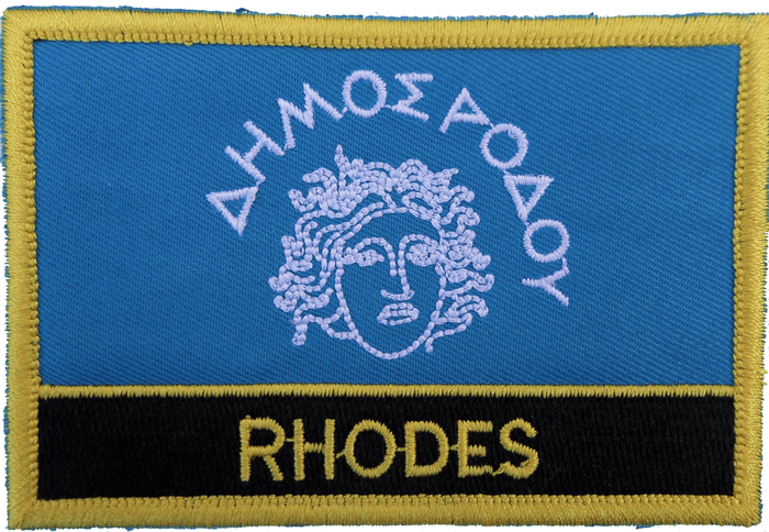 Greece Rhodes Flag Embroidered Rectangular Patch
