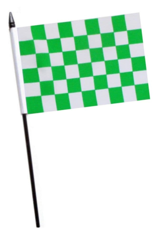 Green and White Check Small Hand Waving Flag